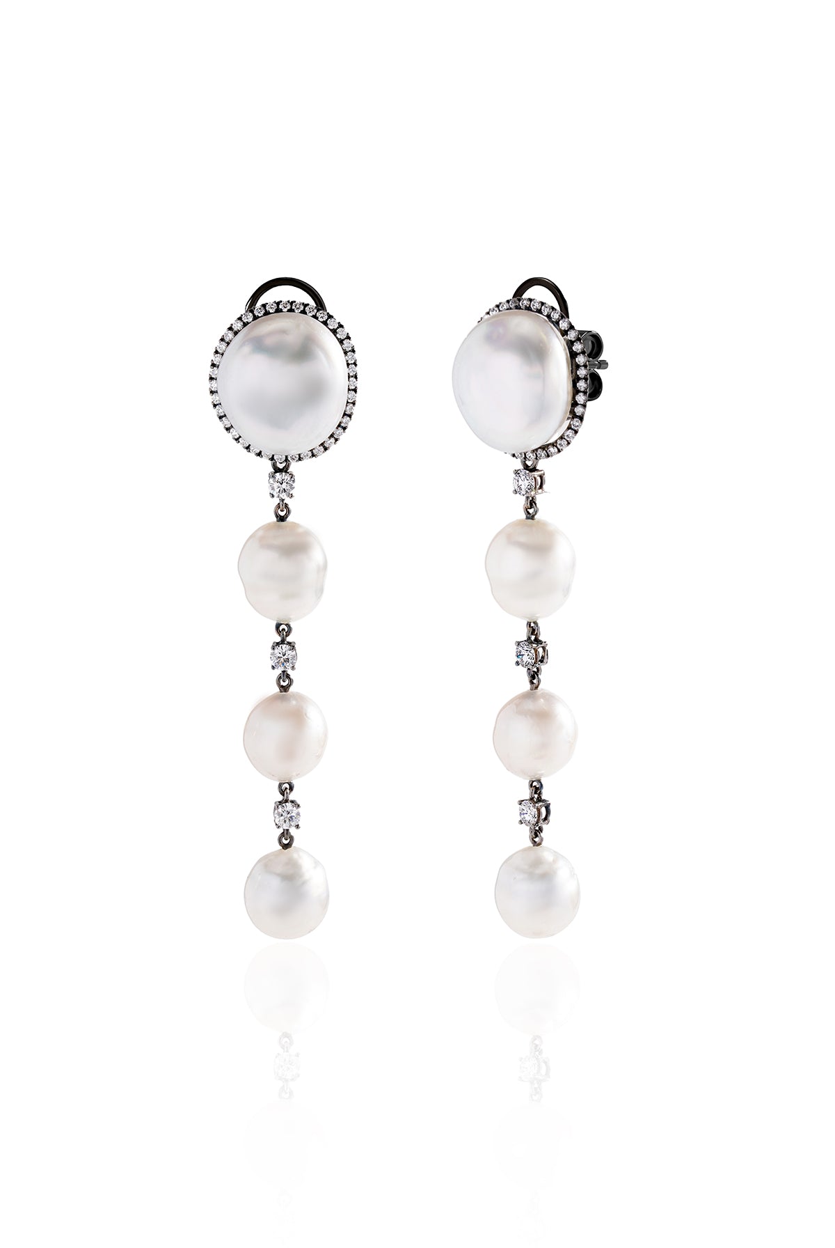 Slate Baroque Pearl Drop Earrings
