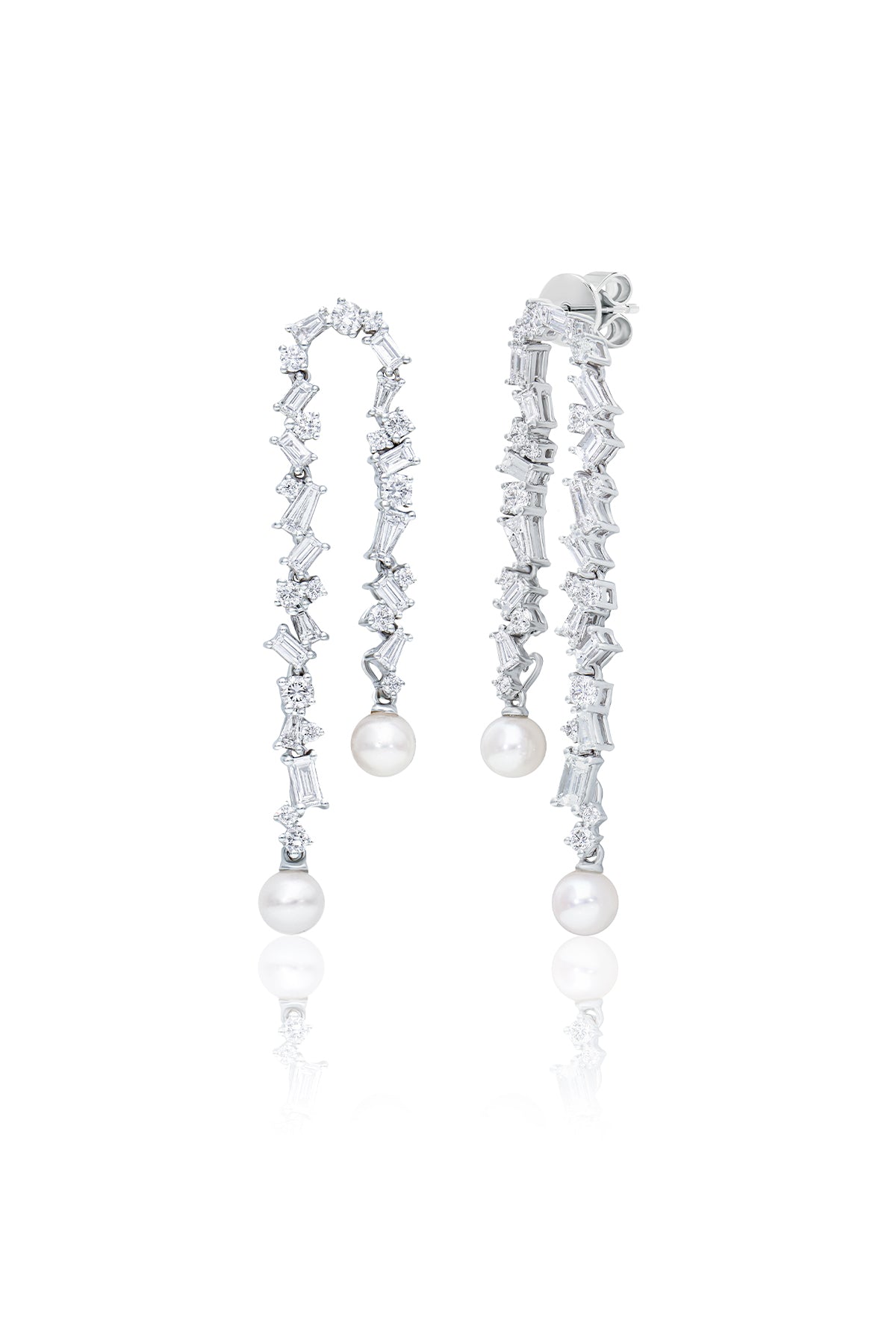 Constellations Diamond Waterfall Earrings with Detachable Pearls